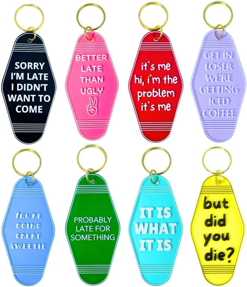 8PC Funny Motel Keychain Hotel Keychains Vintage Retro Cool Fun Cute ...