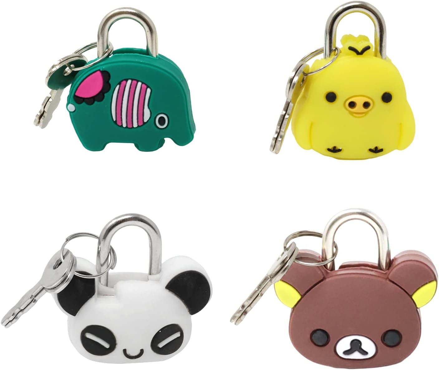 Honbay 4PCS Cute Cartoon Animal Padlock Mini Padlock Lock with Key ...