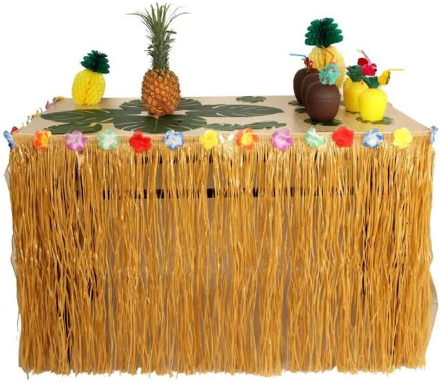 Amazon.com: TOSFUYA Luau Hawaiian Table Skirt, 9ft x 29in Grass Table ...