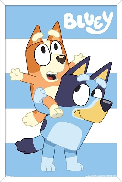 Amazon.com: Bluey - Stripes Wall Poster, 22.4L" x 14.7W", White Framed ...