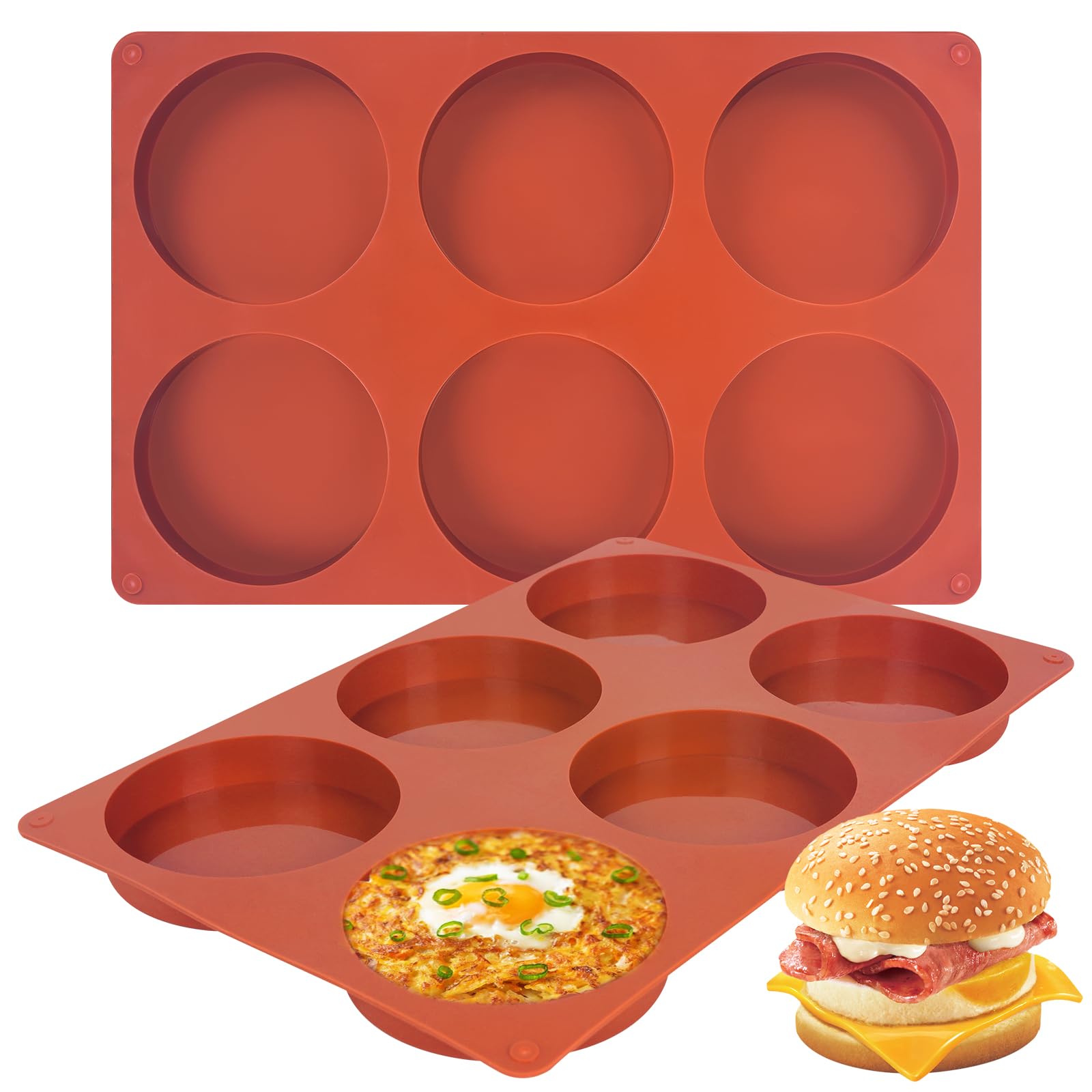 Amazon.com: Wiaregom 2 Pcs Silicone Egg Molds 4 Inch Jumbo Muffin Top ...