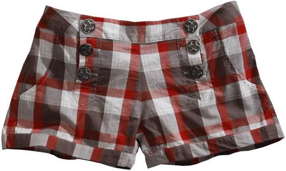 Tin Haul Womens Red 100% Cotton Buckeye Check Flat Front Shorts 24 ...
