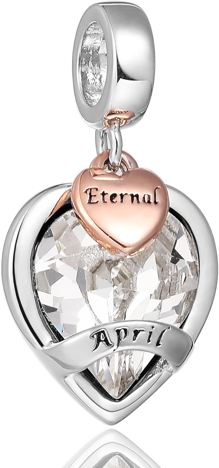 Amazon.com: Pandora Style Birthstone Charm Love Heart Charms for ...
