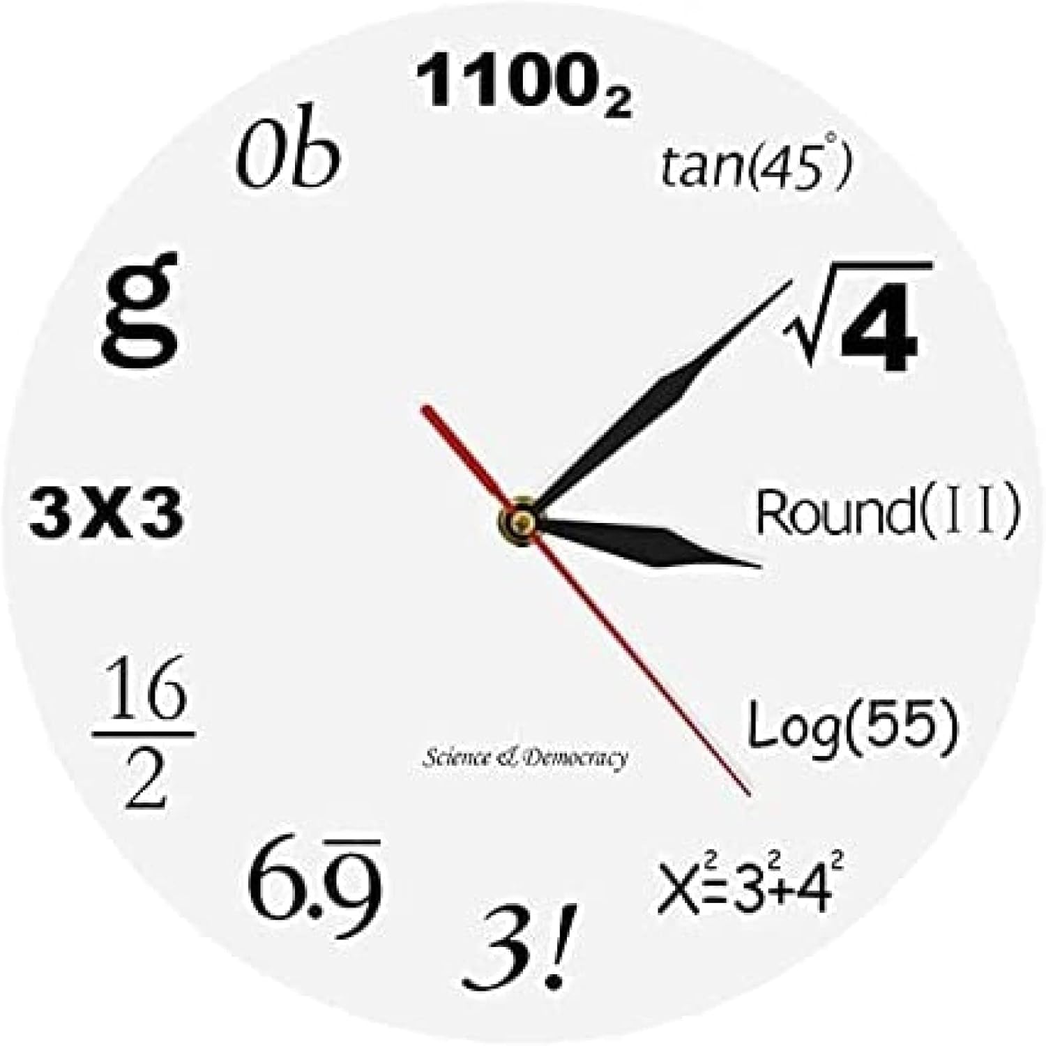 Reloj de Pared Ciencia Democracia Matemáticas Reloj de Pared Álgebra ...