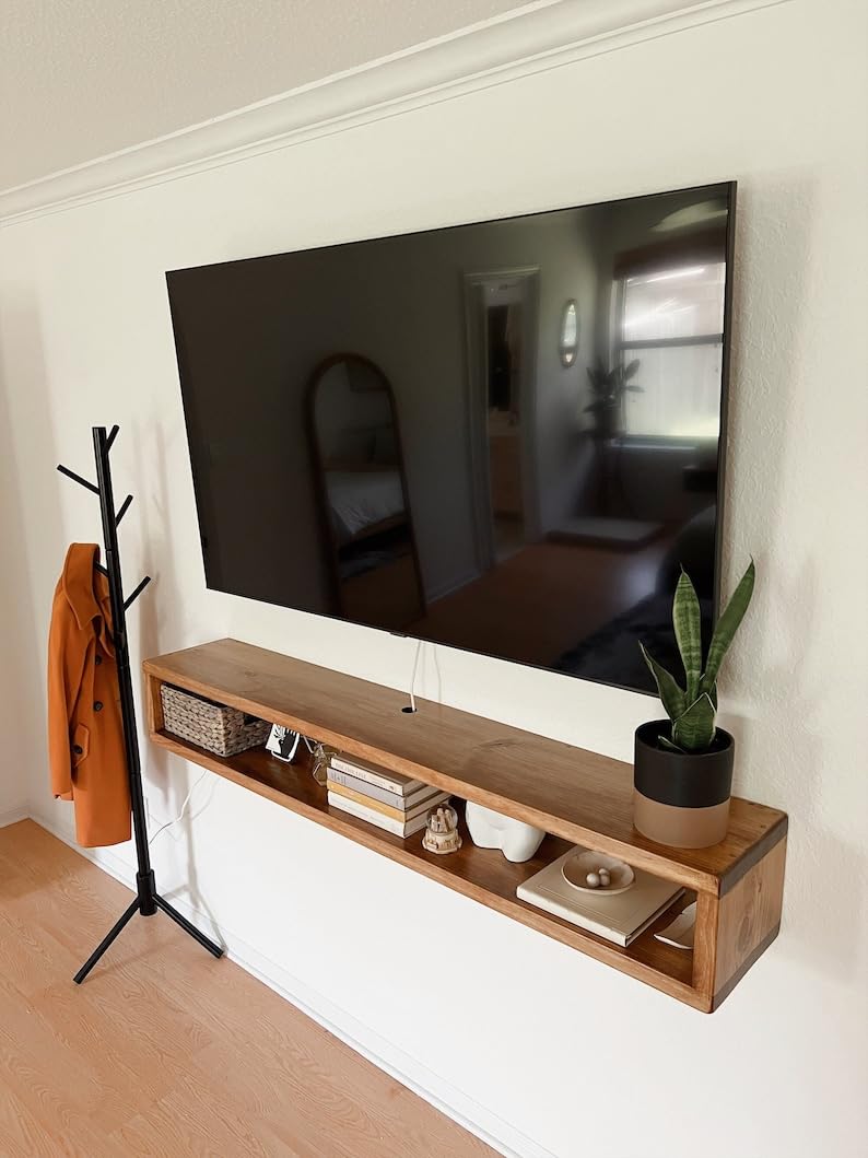 carpentray Wooden Wall Mounted TV Unit with Wire Hole, TV Cabinetl, TV ...