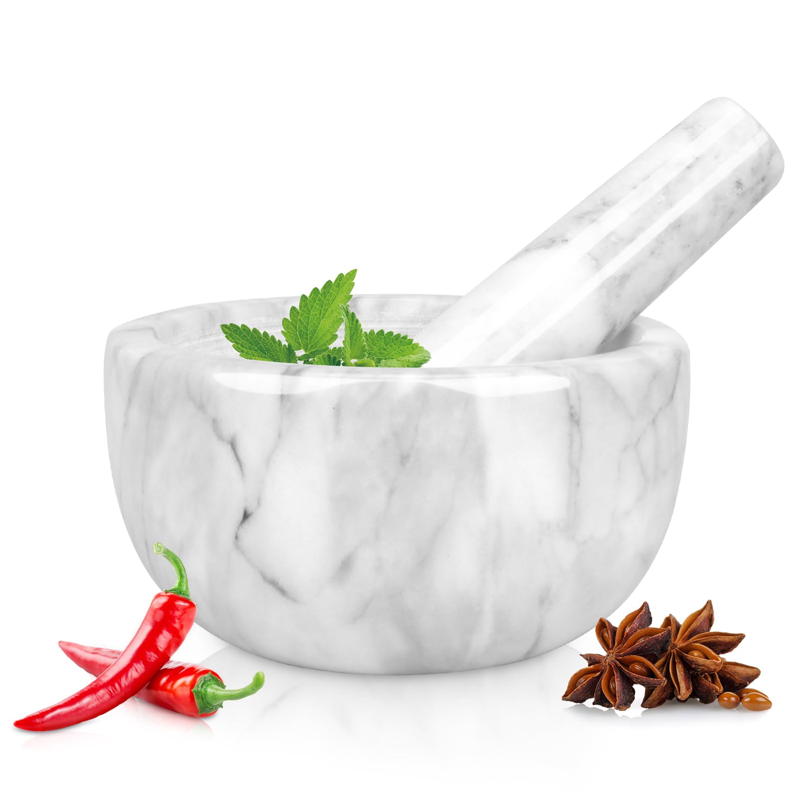 Snapklik.com : HESHIBI Mortar And Pestle Set - 6 Inch - 2.5 Cup ...