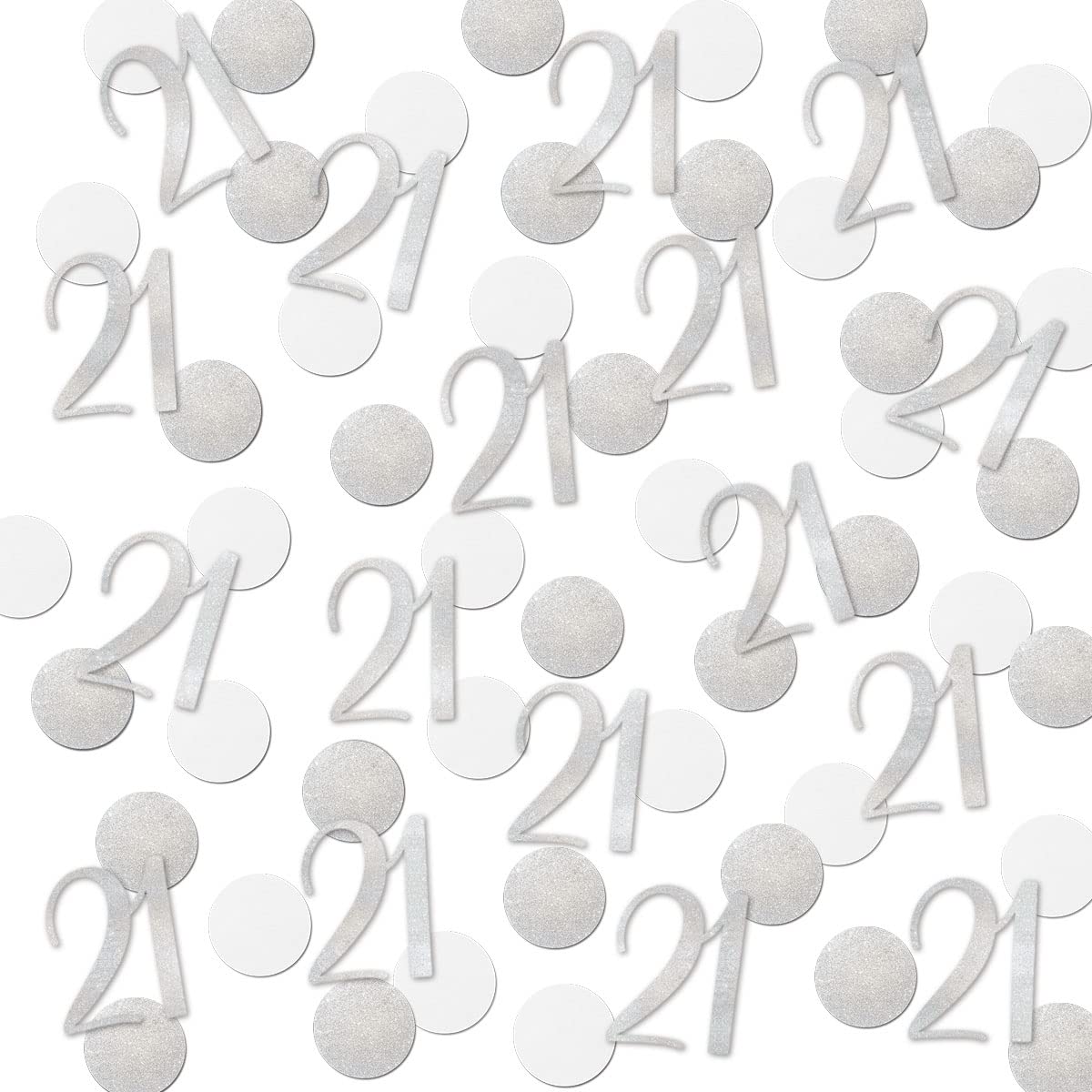 Amazon.com: Silver Glitter 21 Confetti, 21st Birthday Number Confetti ...