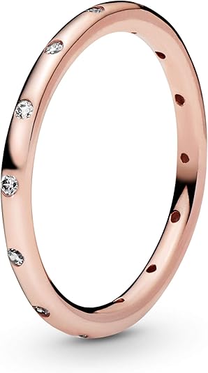 Amazon.com: Pandora Simple Sparkling Band Ring - Stackable Rose Gold ...