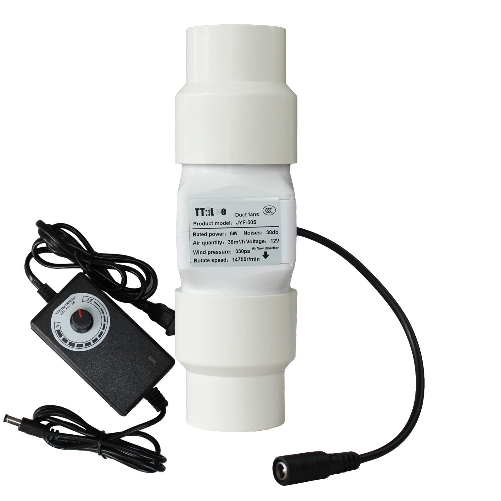 Amazon.com: TTiiLoe 50mm 2 Inch Small Duct Fan with 40mm PVC Pipe ...
