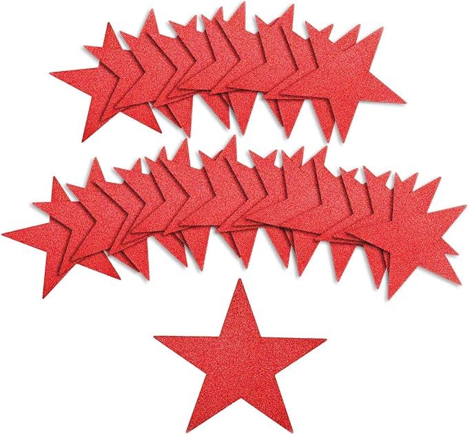 TrifleArte Star Cutouts | 4.5 Inches 20 Pieces Red Glitter Star Shape ...
