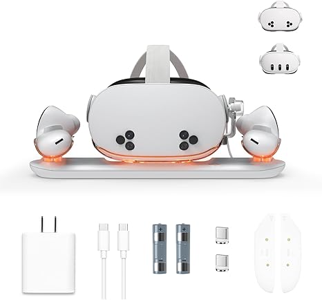 Amazon.com: Charging Dock for Meta Quest 3S/3 with USB-C Charger, VR ...