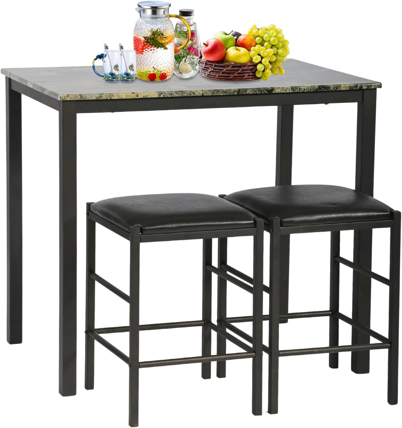 Amazon.com - SUPER DEAL Round Pub Dining Set, 3 Piece Small Kitchen ...
