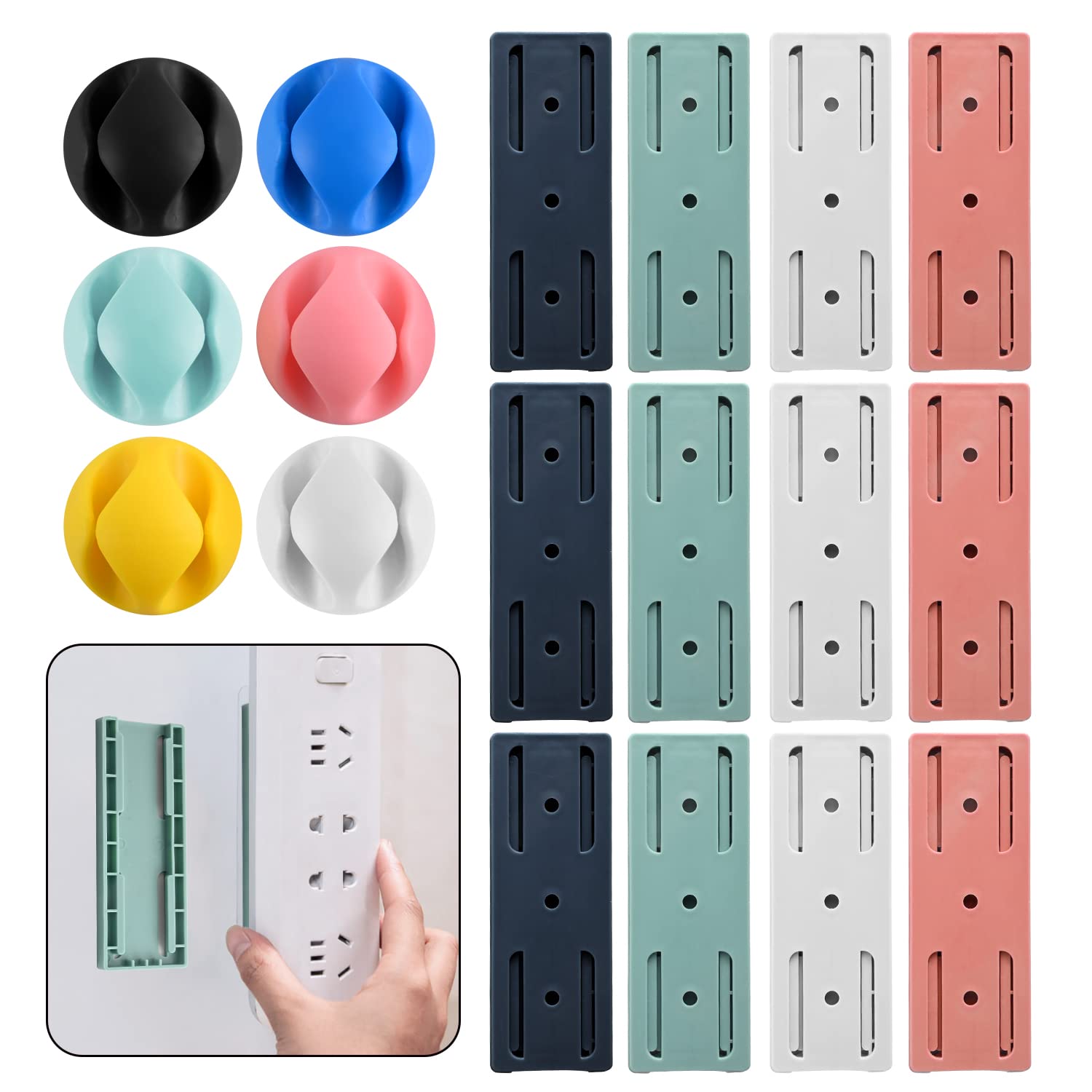 Amazon.com: Jaxbo 18 Pcs Adhesive Punch-Free Socket Holder ，Power Strip ...