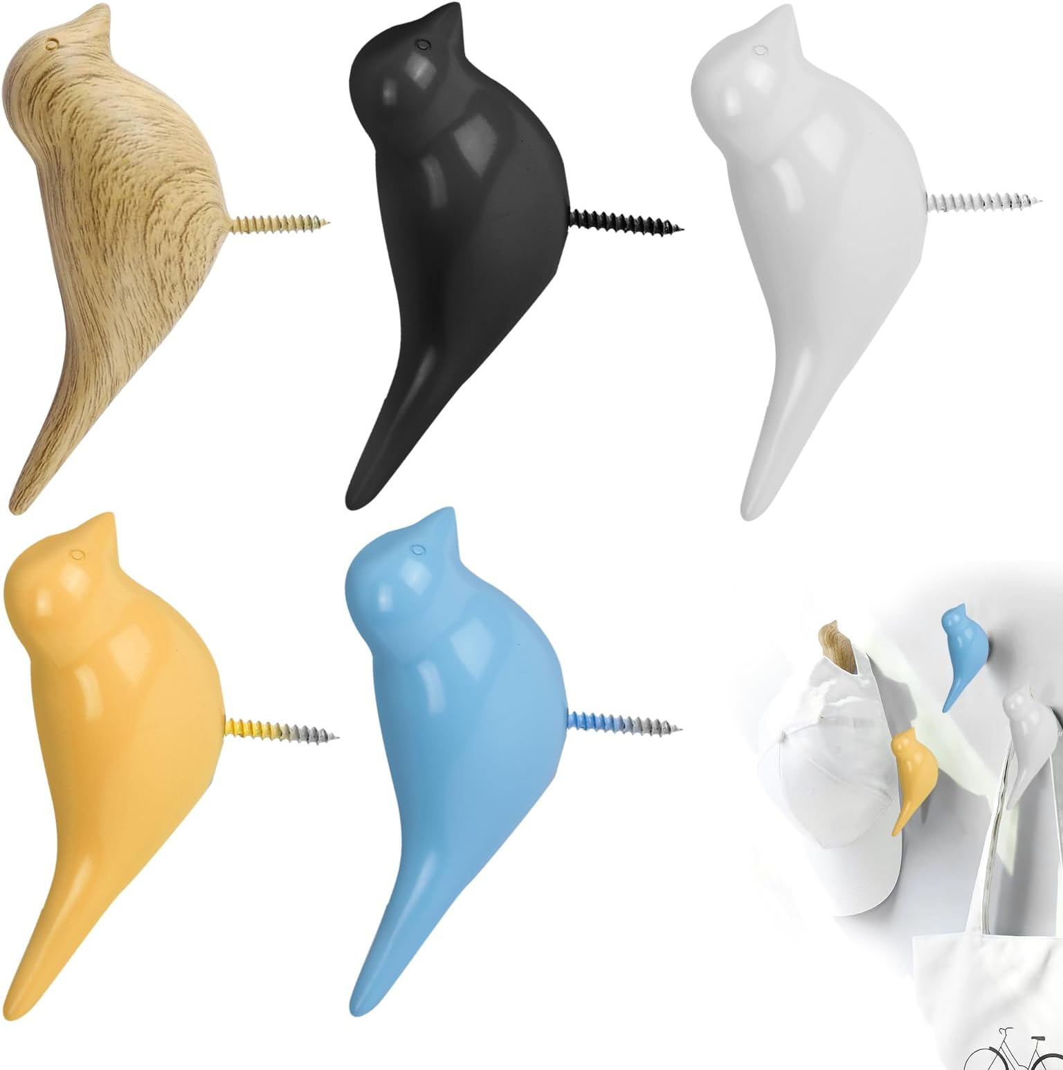 Amazon.com: La La Pet 2Pcs 3D Creative Resin Bird Wall Hooks, Home ...