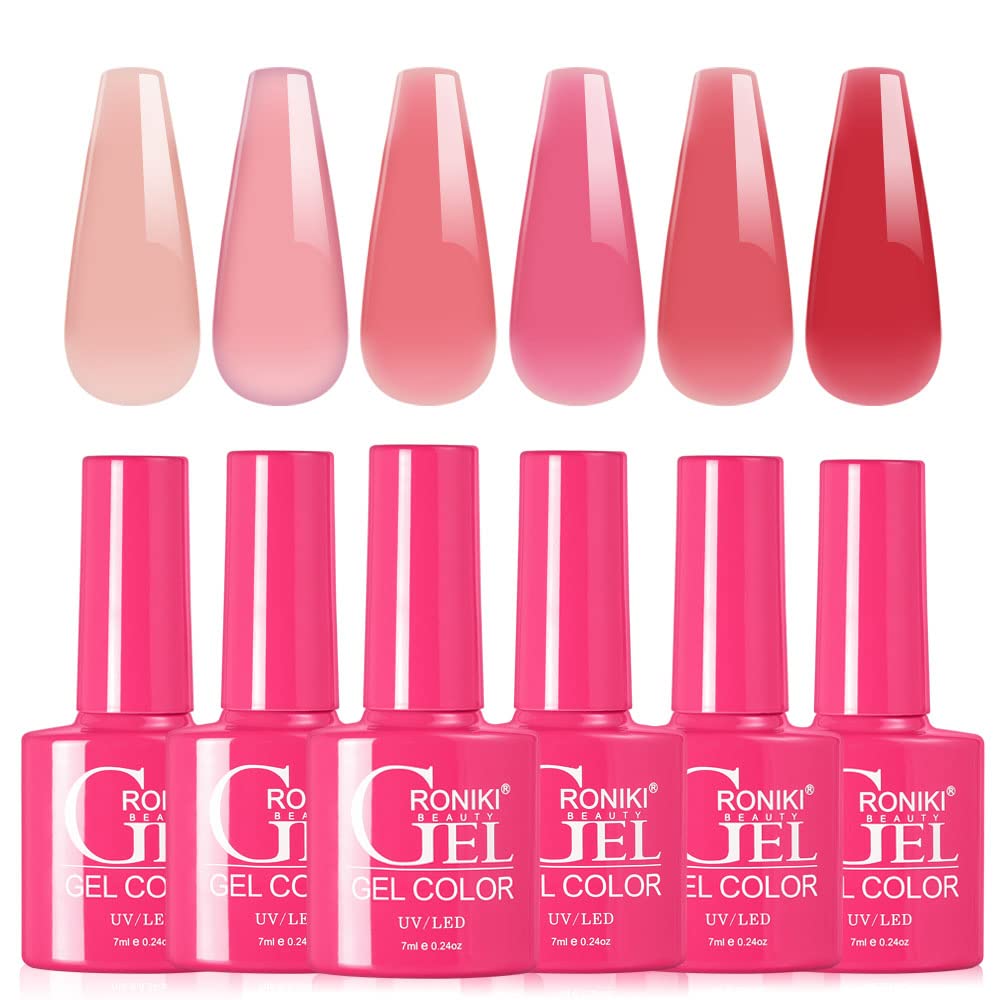 6 Colors Gel Nail Polish Set - Green Blue Purple Pink Yellow Summer Gel ...