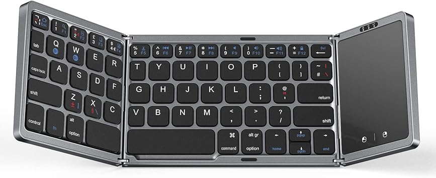 Seenda Folding Bluetooth Keyboard with Touchpad, Mini Travel Keyboard with Built-in Trackpad ...