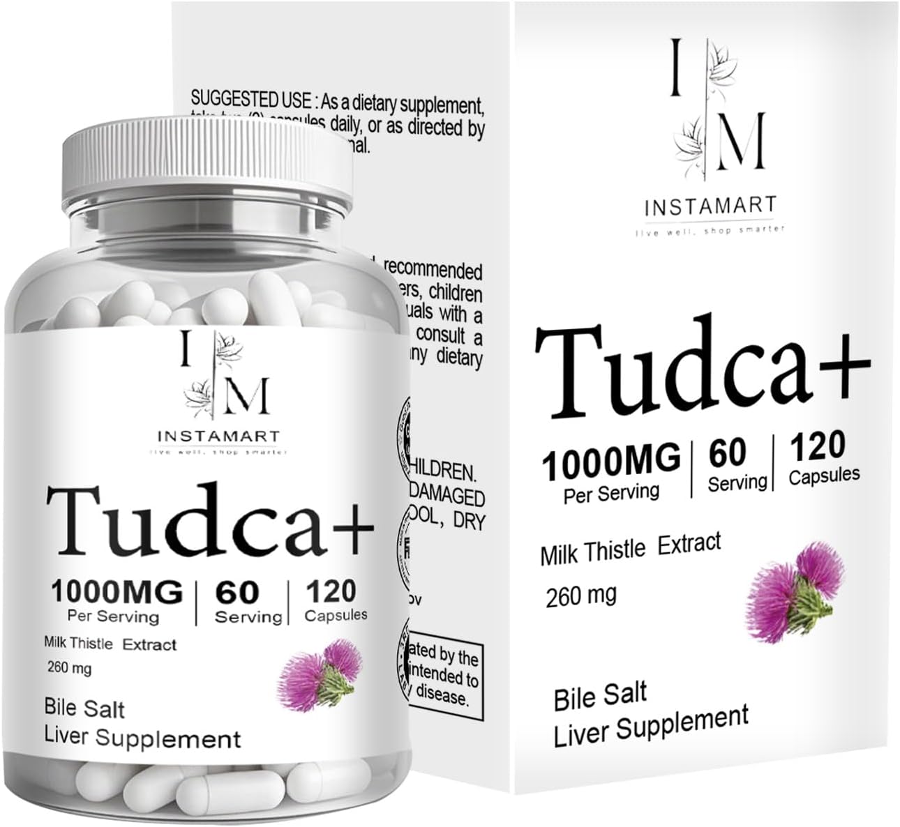 Amazon.com: INSTAMART TUDCA+ 1000mg with Milk Thistle & Artichoke ...
