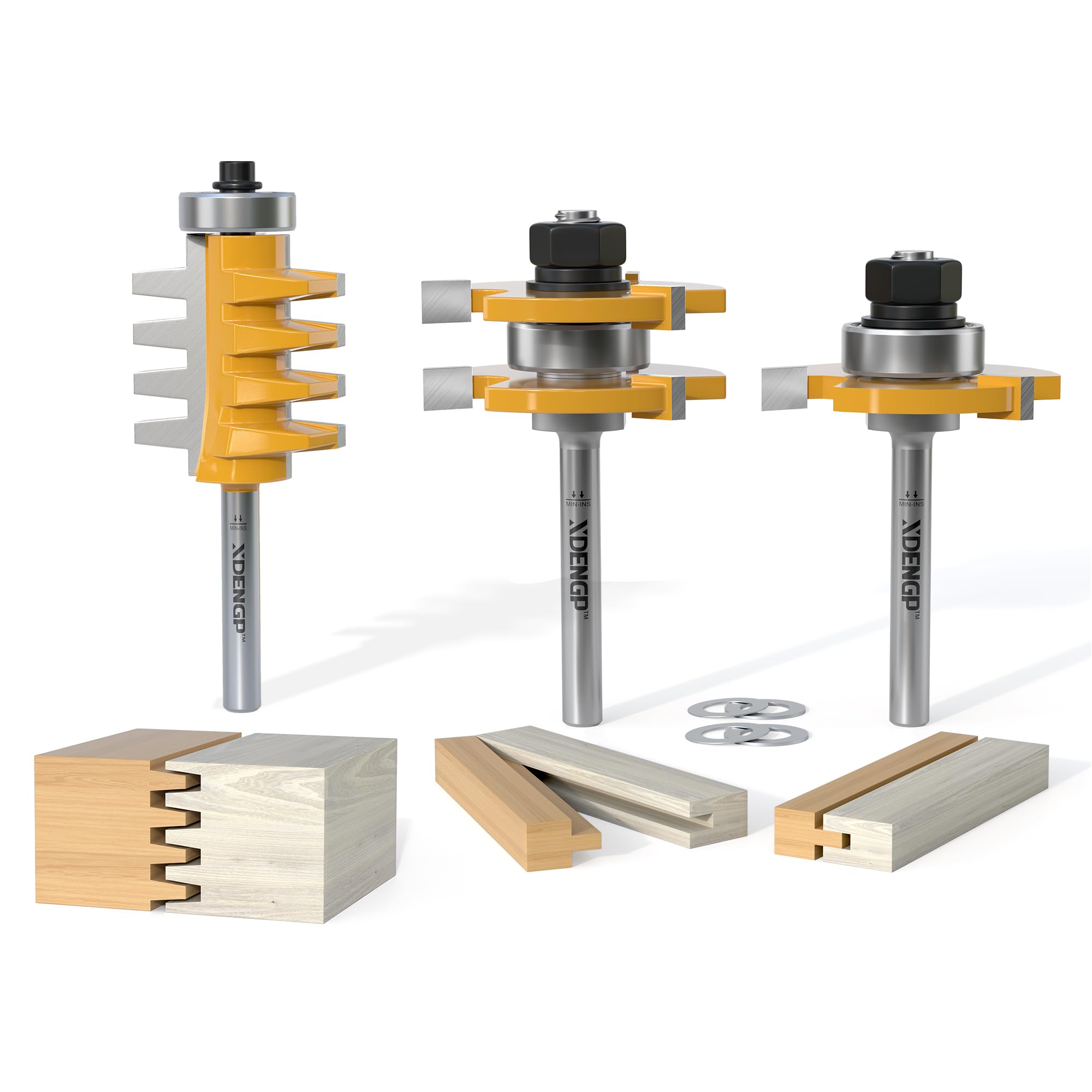 XDENGP 1/4" Shank Professional Finger Joint Router Bit & Tongue and ...