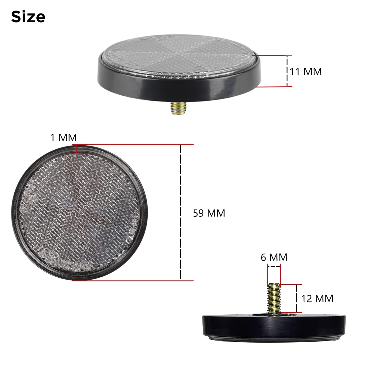 Snapklik.com : Evermotor Smoked Reflectors For Motorcycle,2.3 Inch Roud M6