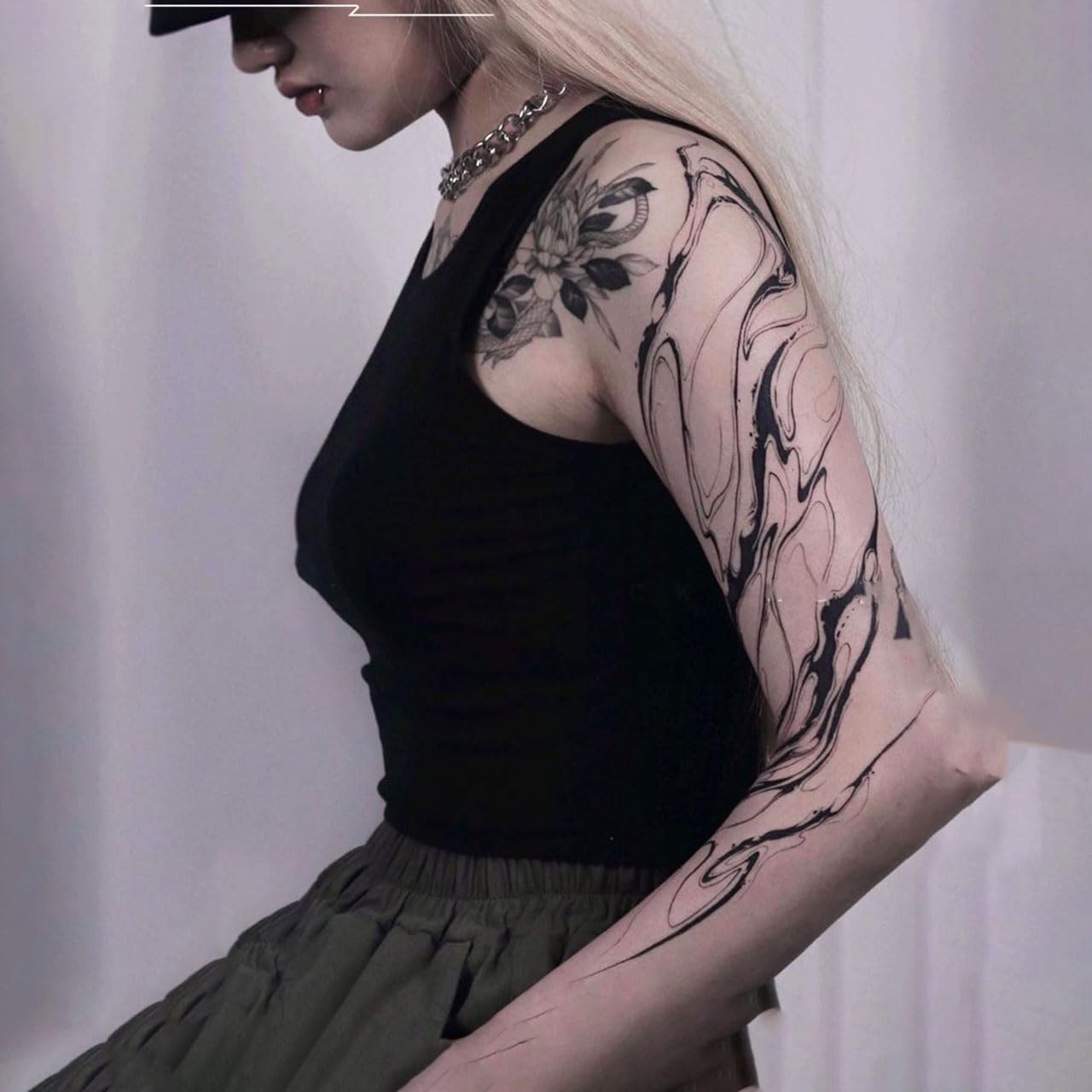 Amazon.com : Large Temporary Tattoos Women Temporary Neck Tattoos ...