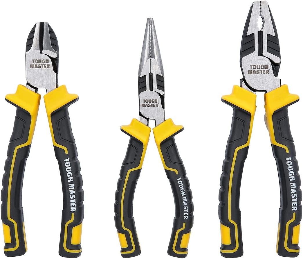 TOUGH MASTER High Leverage Pliers Tool Set 3pcs, 6"150mm Needle Nose ...
