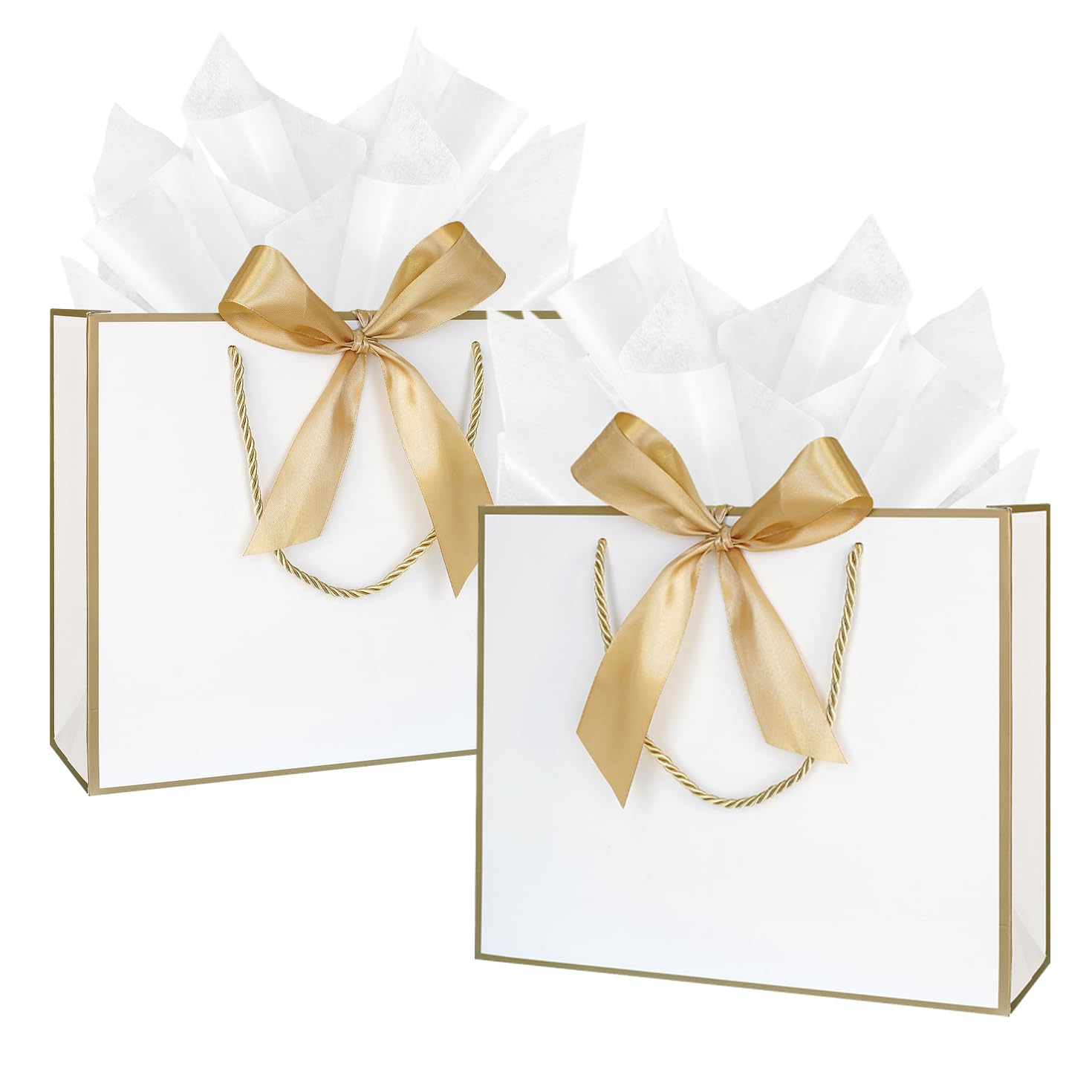 Snapklik.com : AZOWA White And Gold Gift Bags
