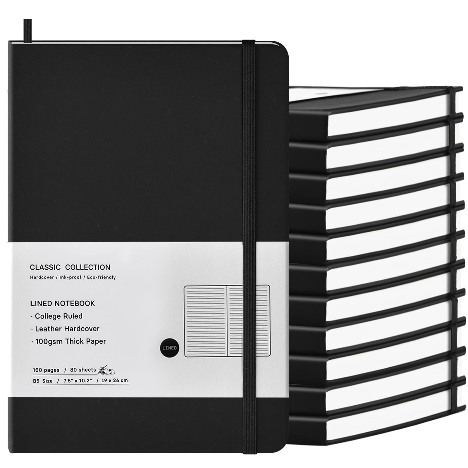 Amazon.com : Coopay 12 Pack B5 Notebooks Journal College Ruled ...