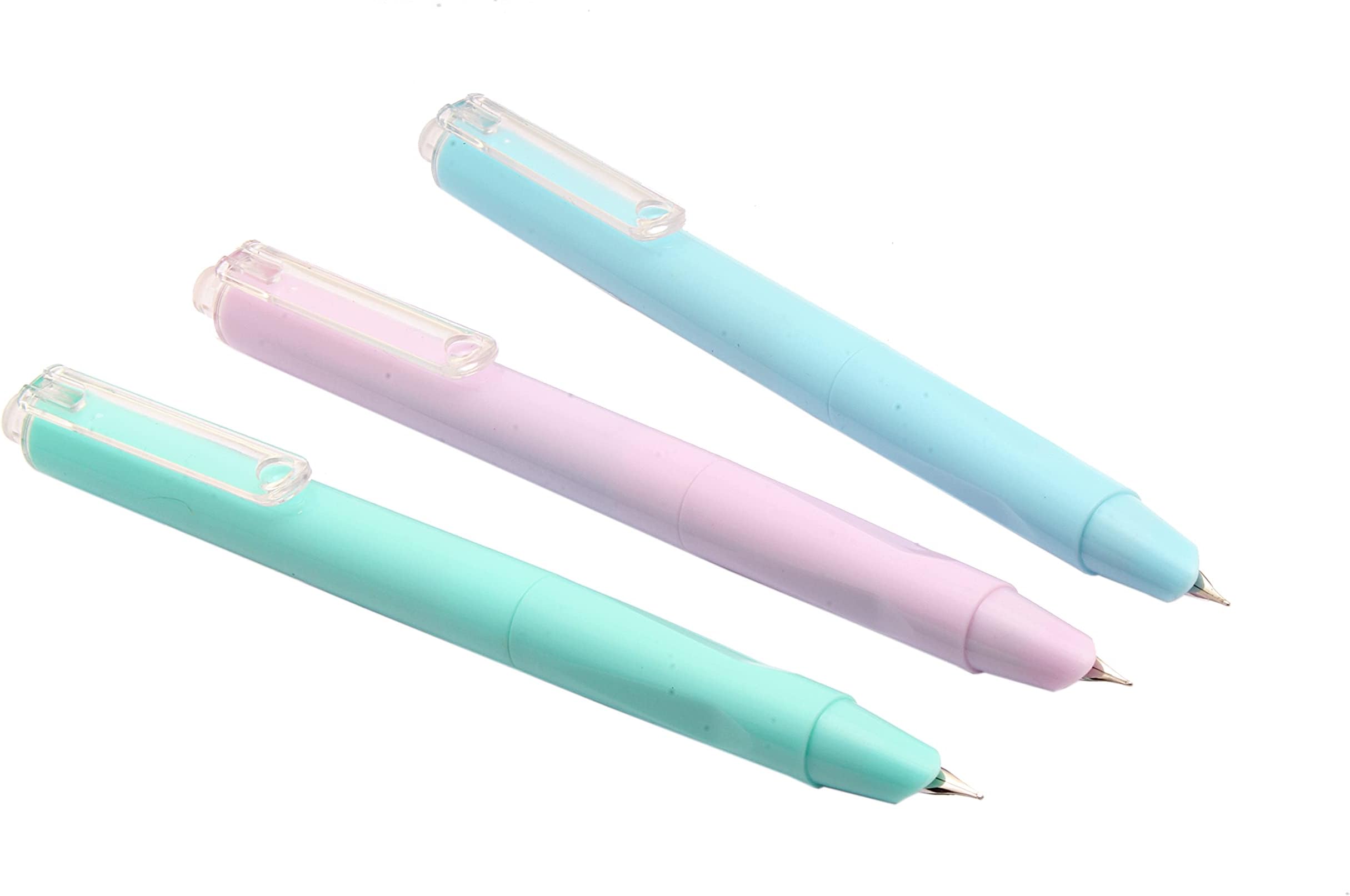 Ledos Set Of 3 Retractable Button Mechanism Capless Fountain Pen Fine ...