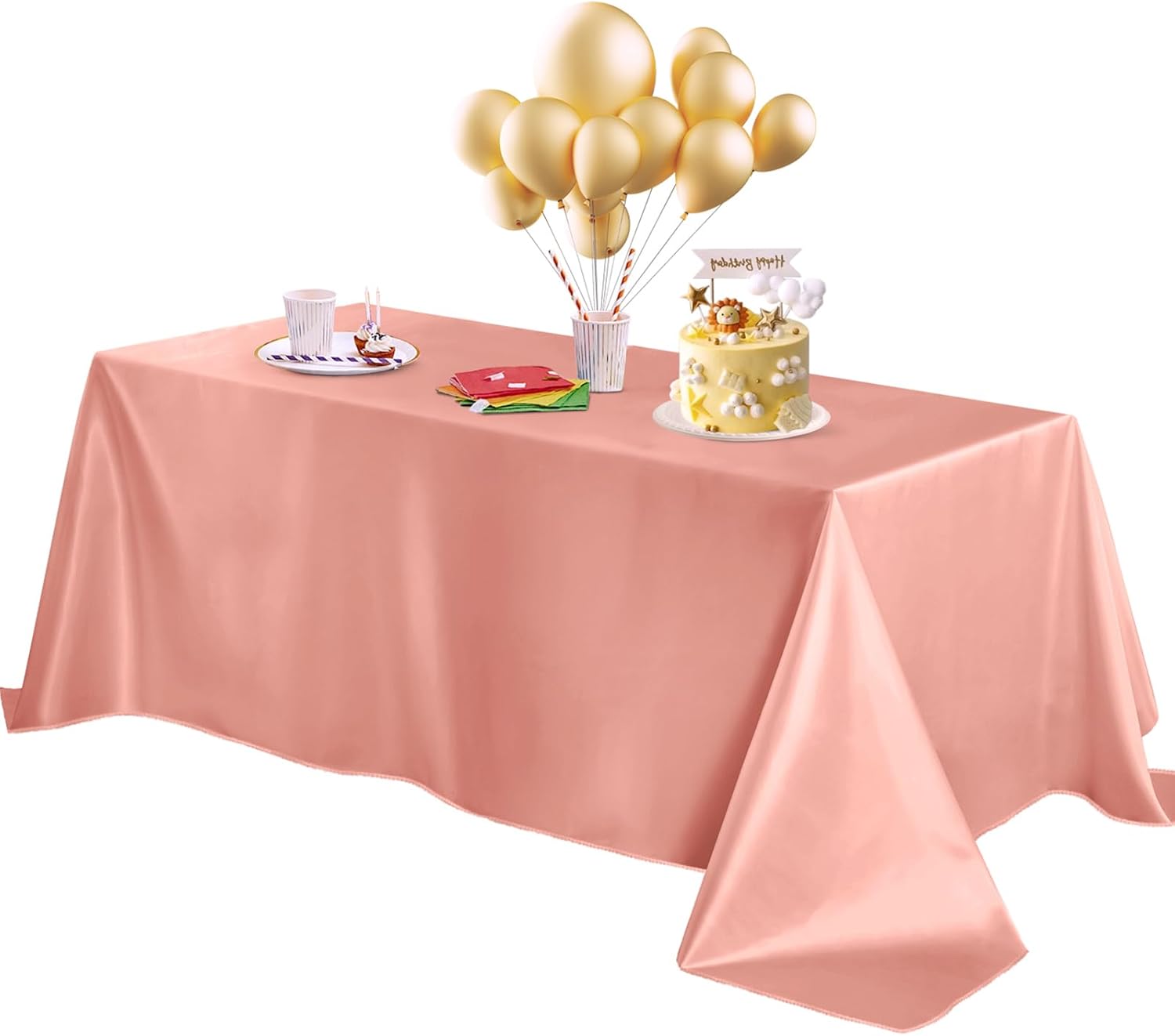 Amazon.com: Horbaunal Rose Gold Satin Tablecloth 60 x 84 Inches ...