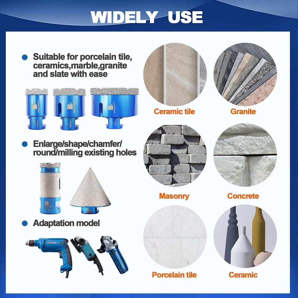 Snapklik.com : Diamond Core Drill Bit Set For Porcelain Tile Ceramic ...