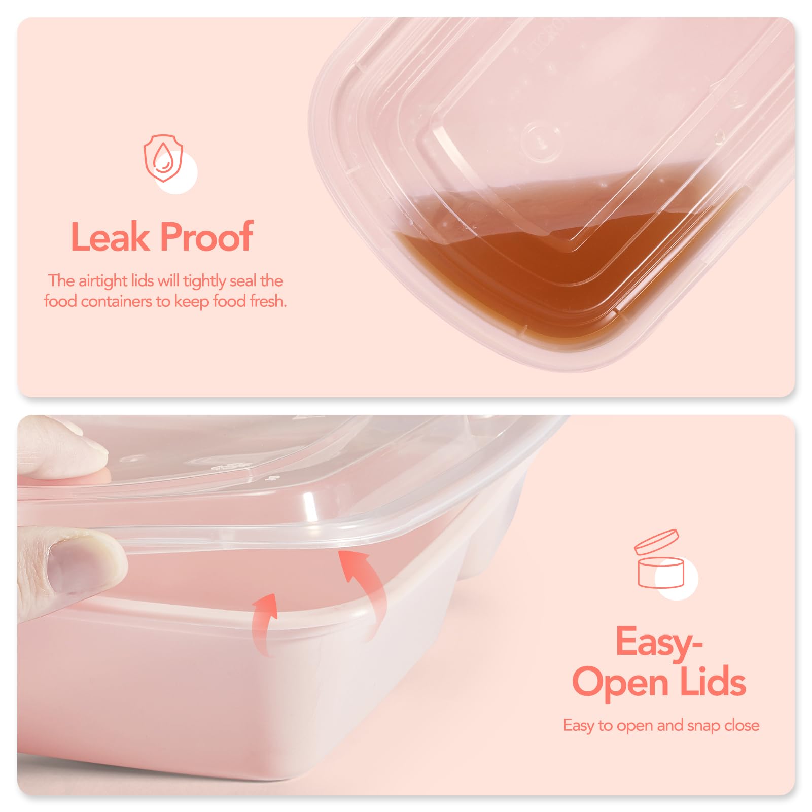 Snapklik.com : Glotoch Express 50 Pack Pink Meal Prep Containers, 32oz ...