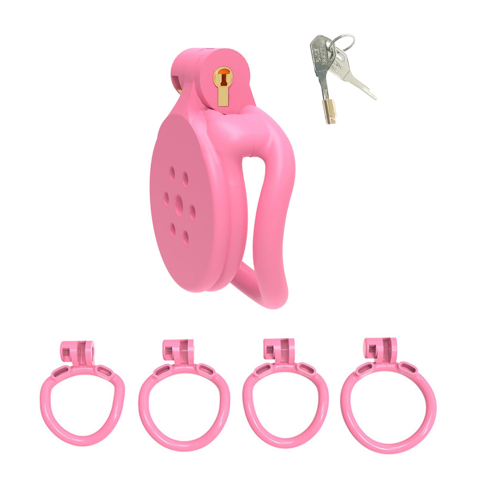Amazon.com: Crysore Flat Chastity Cage Male with 4 Penis Rings Lightweight Chasity Device in ...