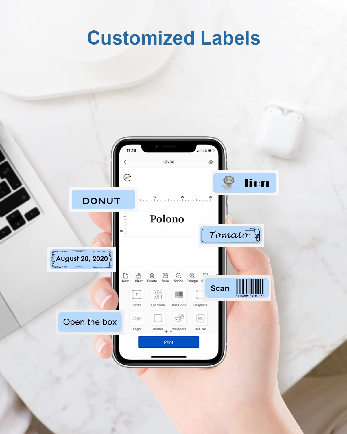 Snapklik.com : POLONO Thermal Label Maker Tape Adapted P10 Label Maker ...