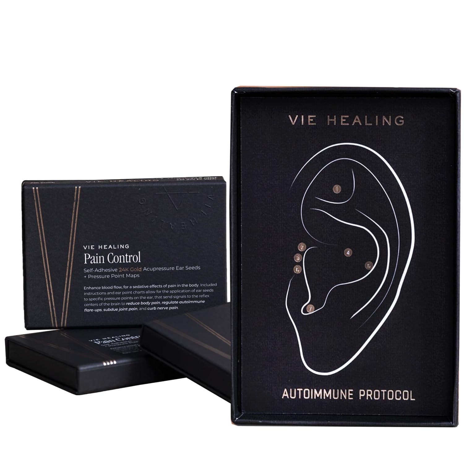 Amazon.com: Vie Healing 24k Gold Acupressure Ear Seeds - Reflexology ...