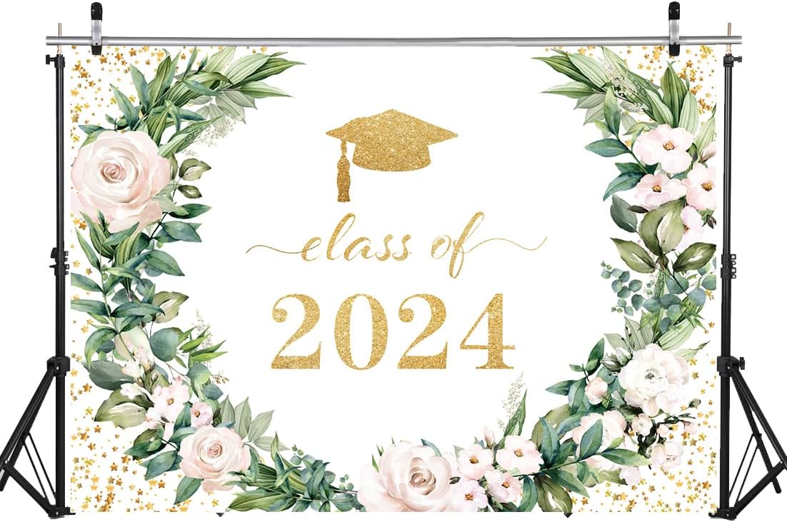 Amazon.com : WOLADA 2024 Graduation Party Photography Backdrop Floral ...
