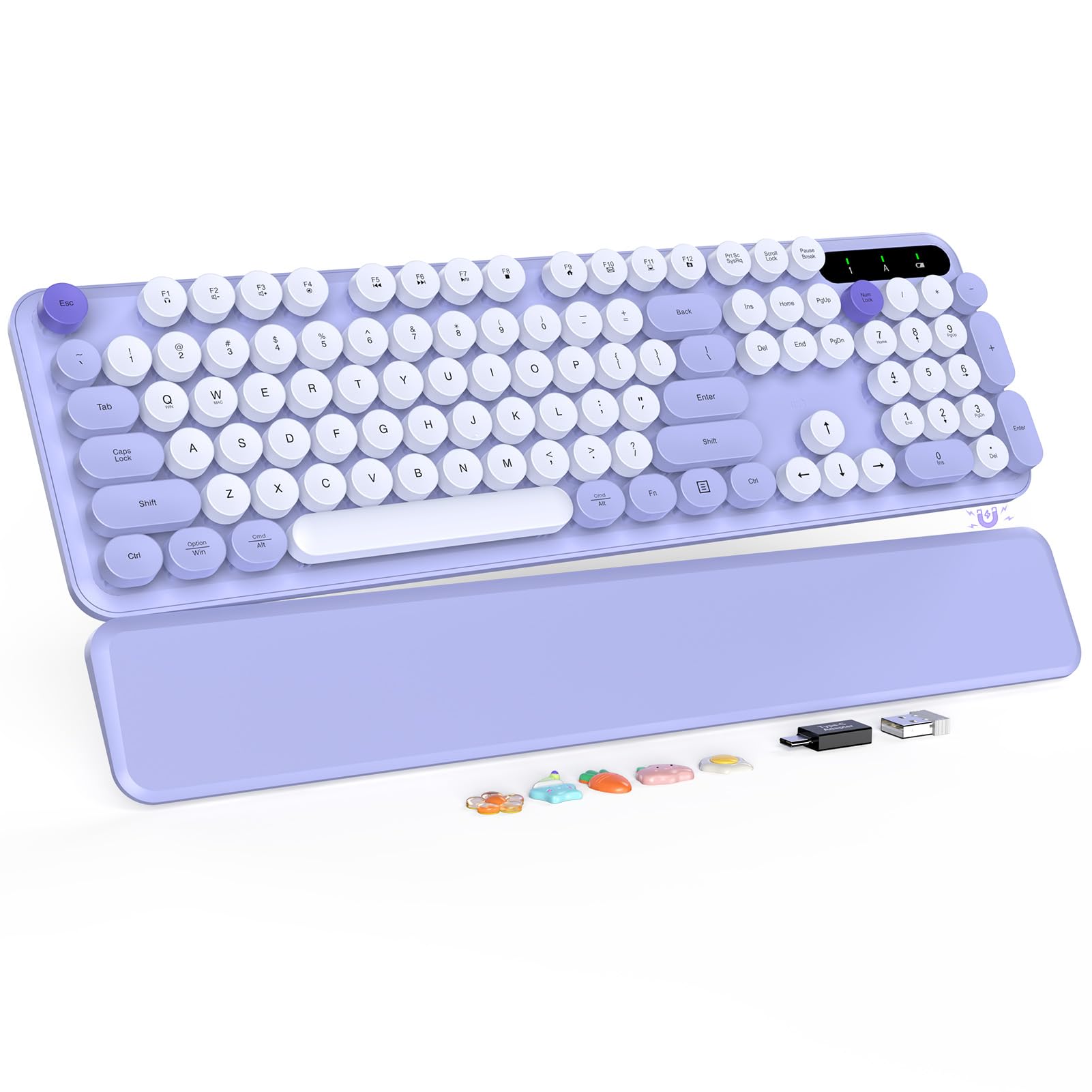 Amazon.com: Wireless Keyboard, Round Keycaps, Retro Typewriter Keyboard ...