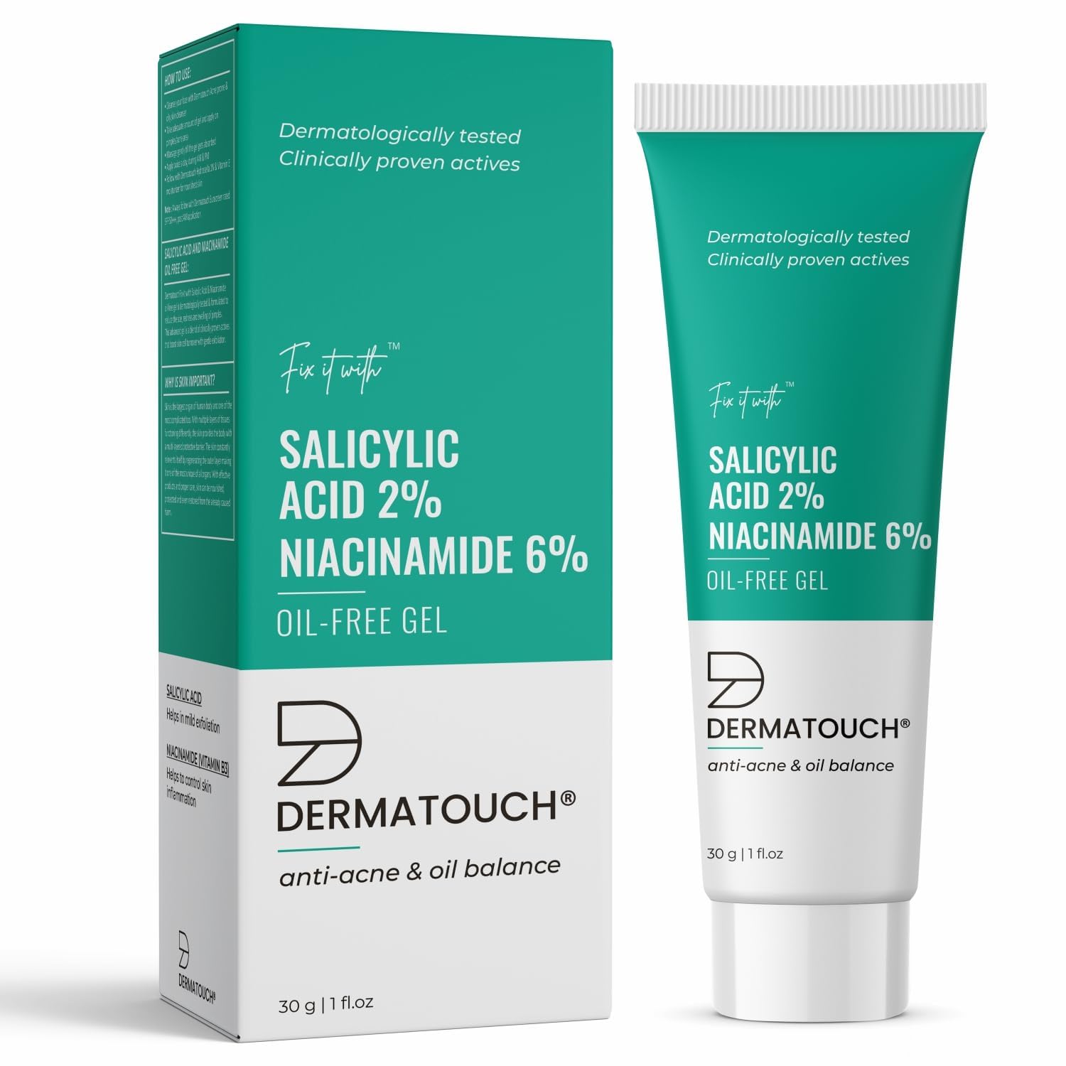 Buy Derma.touch Salicylic 2% Niacinamide 6% Anti-Acne Oil-Free Gel For ...