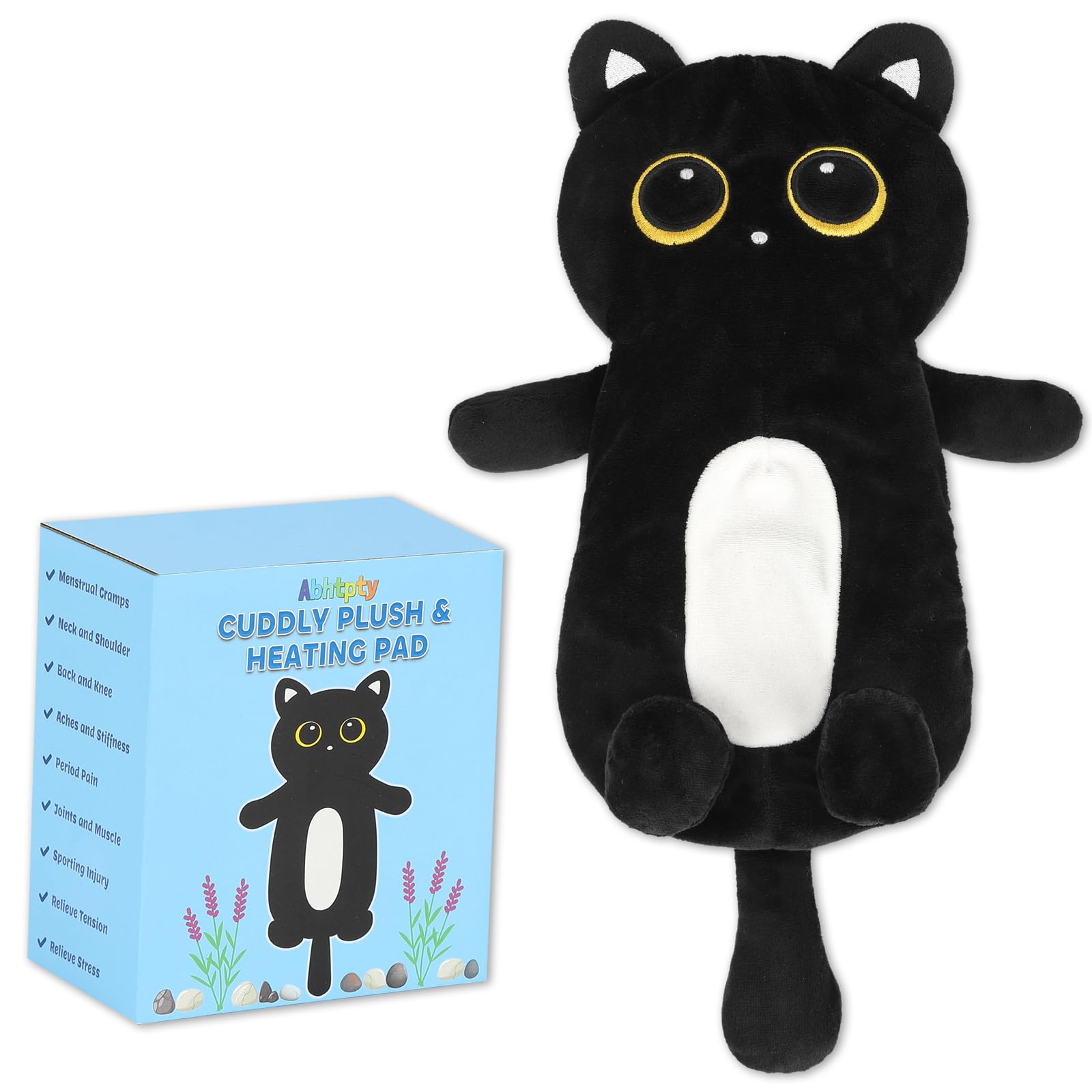 Amazon.com: Cute Heating Pad Microwavable Stuffed Animals, Black Cat 1 ...