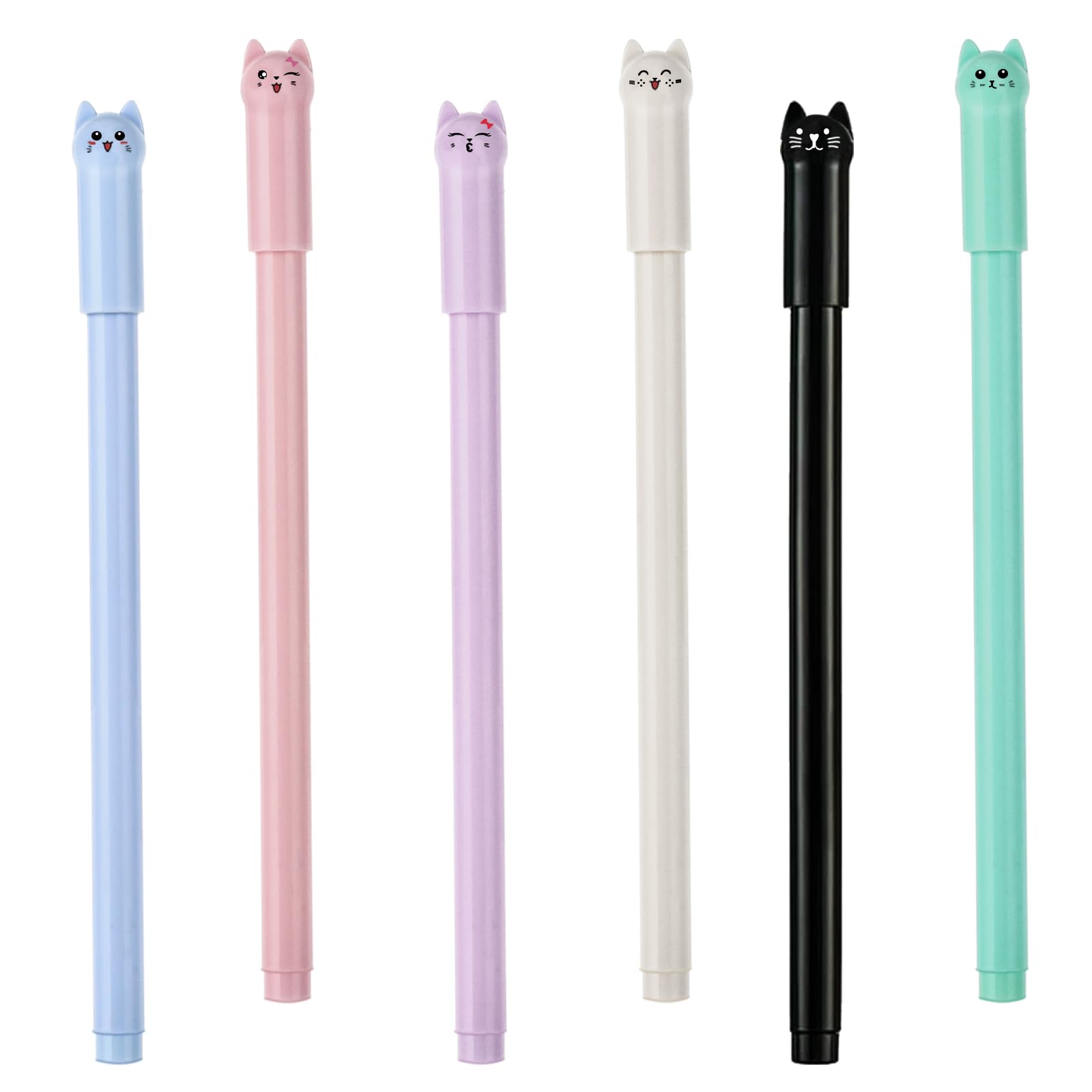 Amazon.com: 6PCS Kawaii Cat Pens Cute Animal Gel Pens Cat Style Cat ...