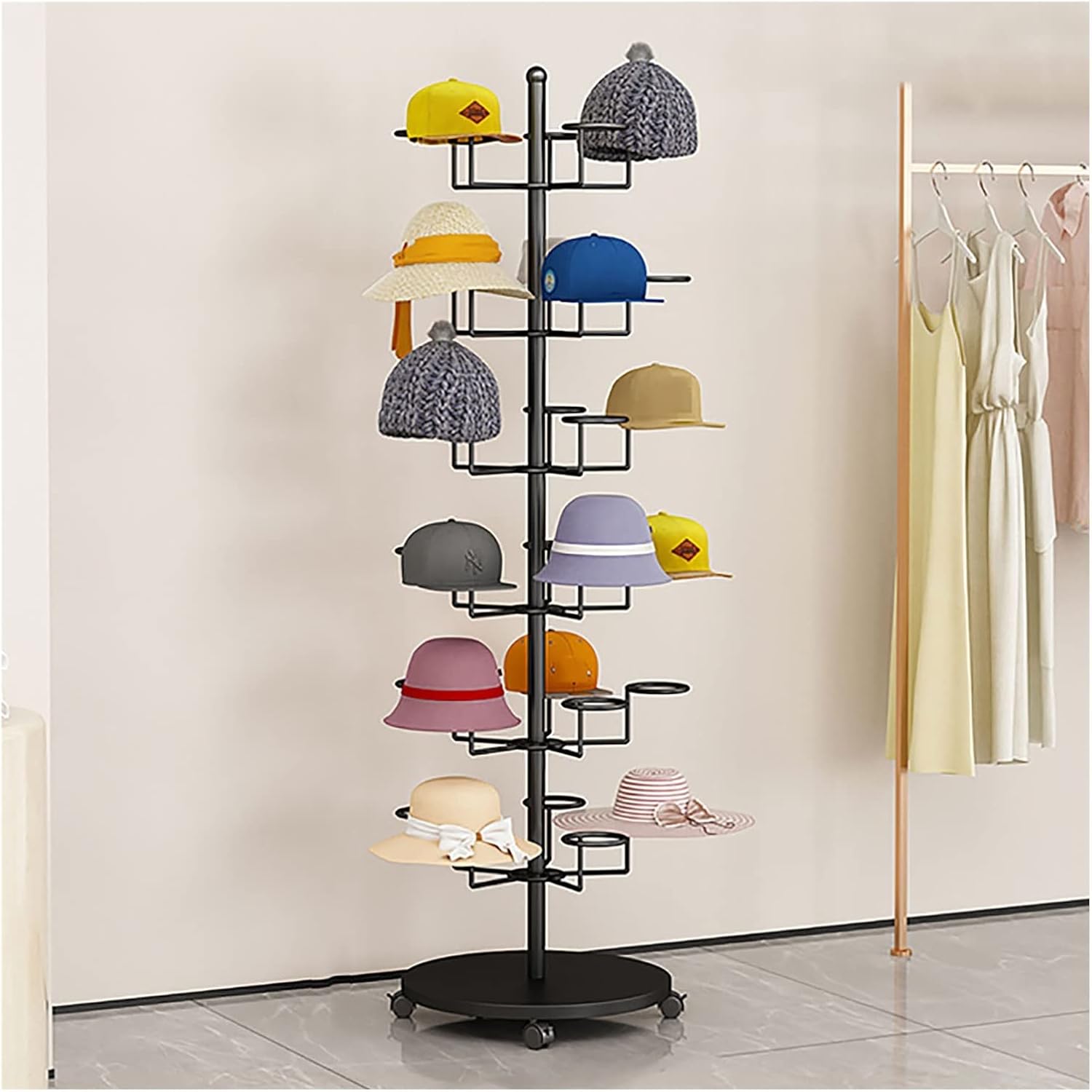 Amazon.com: Commercial Modern Hats Display Rack Rotating Retail Hat ...