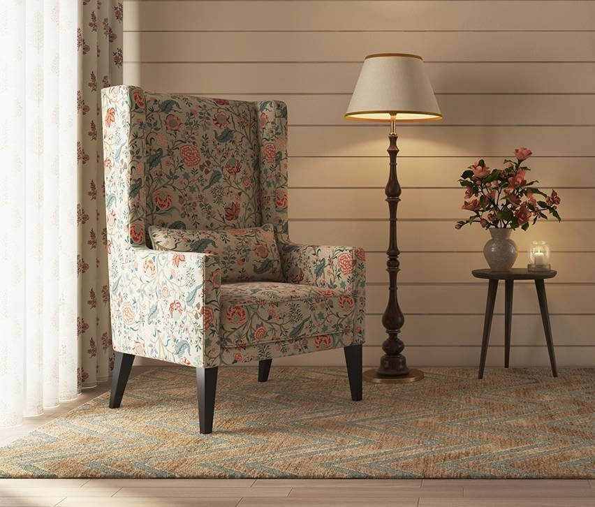 RECTART Wooden Wing Chair | Wingback Chair for Living Room one Seater ...