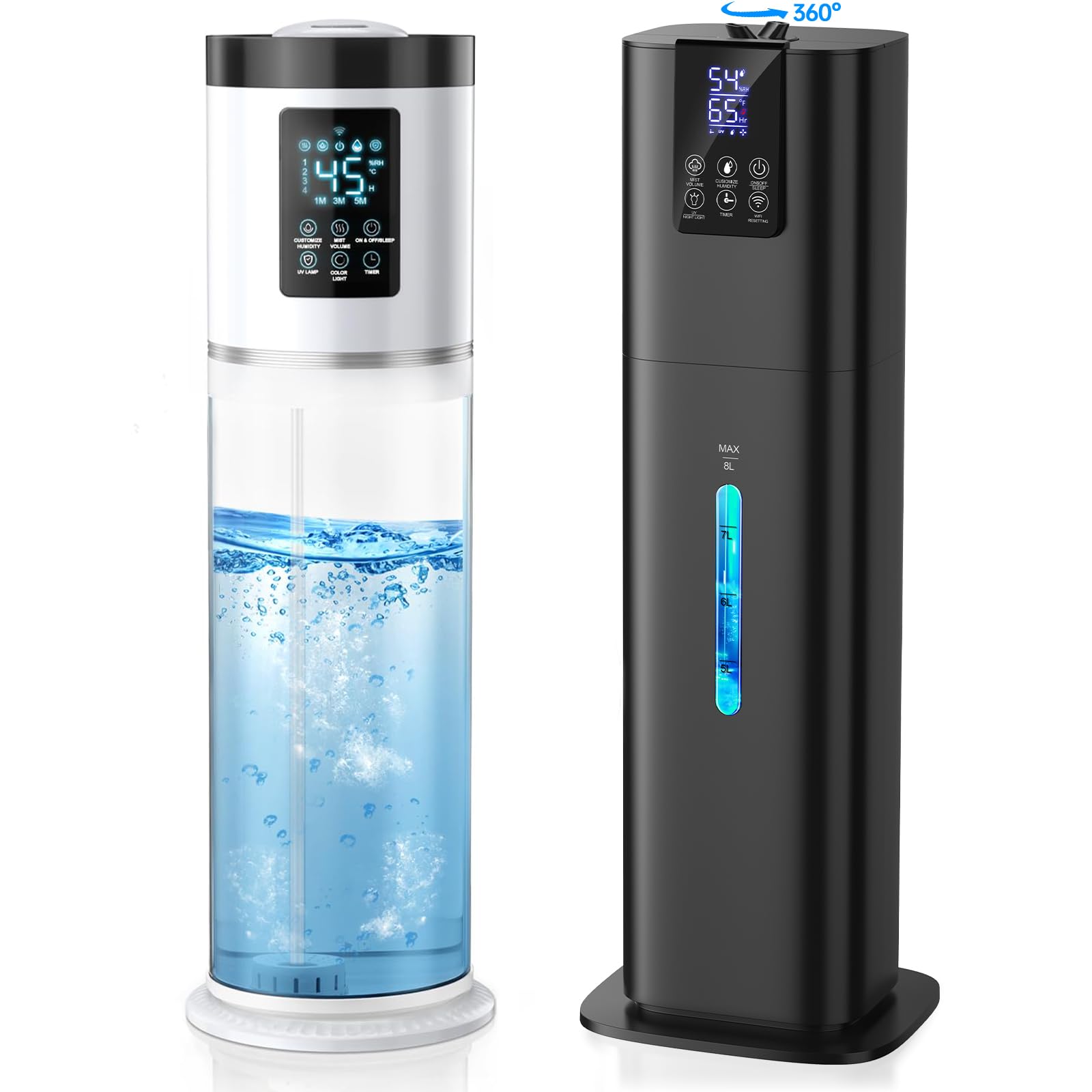 Amazon.com: Humidifiers for Bedroom Large Room with Clear Tank, 8L ...