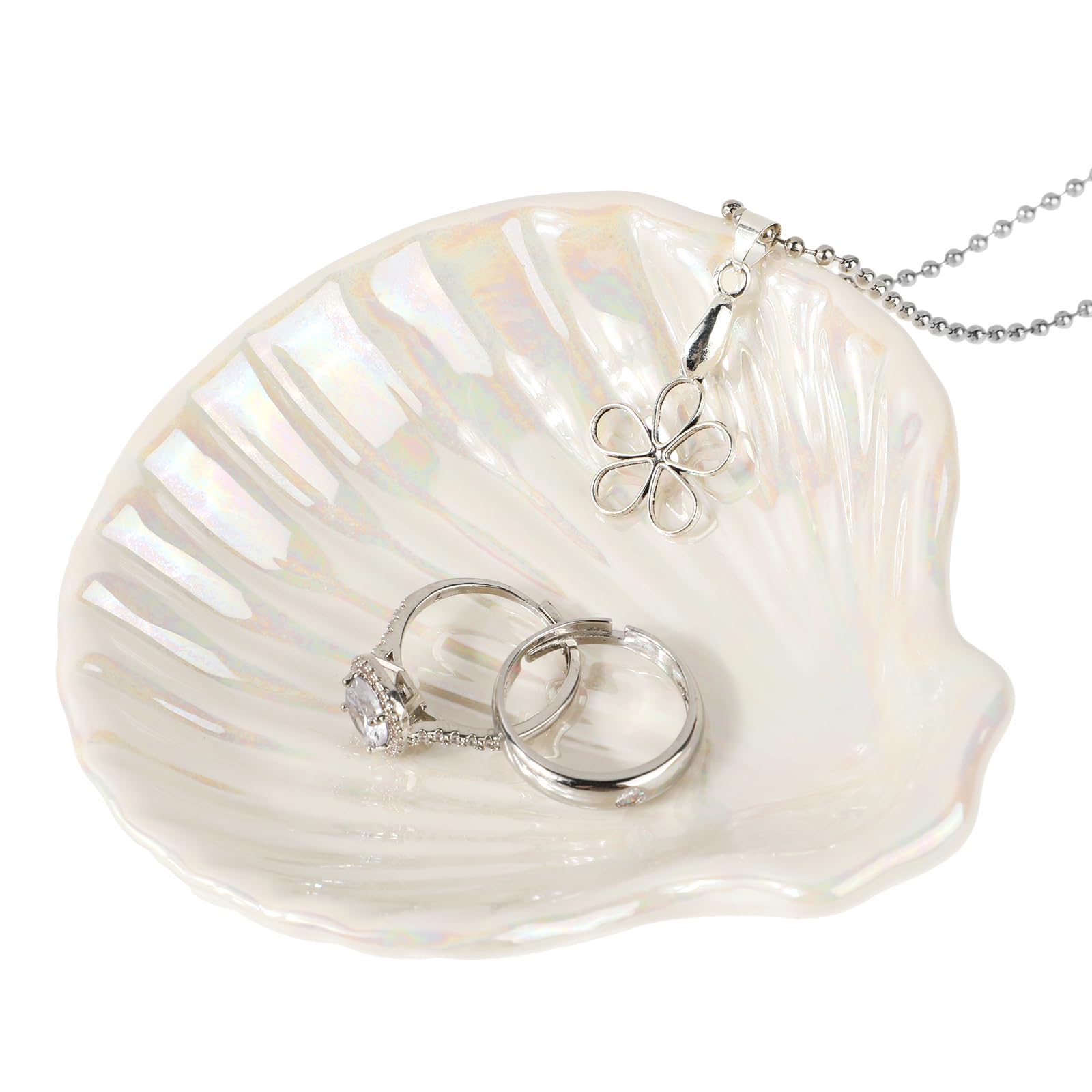 Amazon.com: Shell Shape Ceramic Jewelry Dish 3.9" Shell Trinket Dish ...