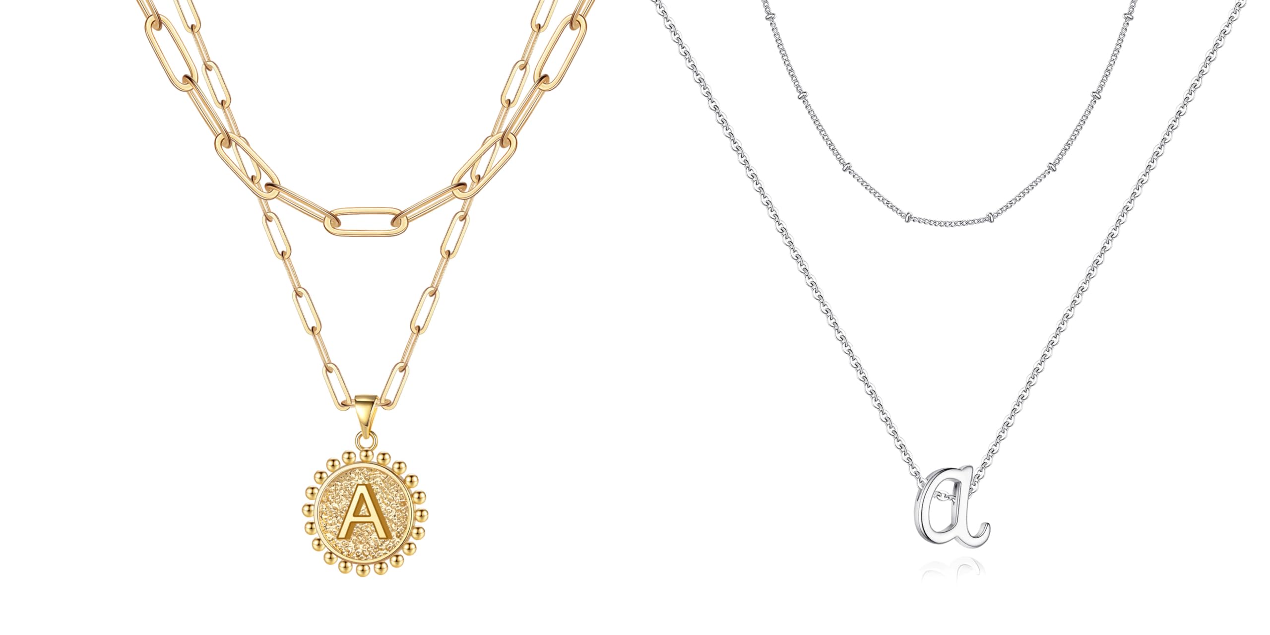 Amazon.com: Yoosteel Layered Coin Initial Necklaces and Tiny Initial ...