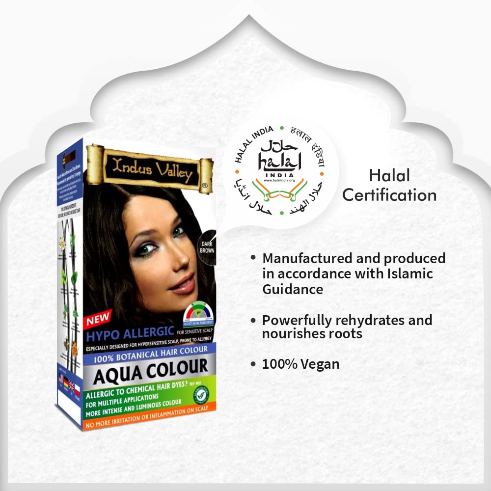 Indus Valley Hypo Allergic Aqua Halal Hair Color Dark Brown Gray ...
