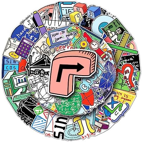 50 Packs Math Stickers Water Bottles Laptop Phone Motorcycle Computer ...