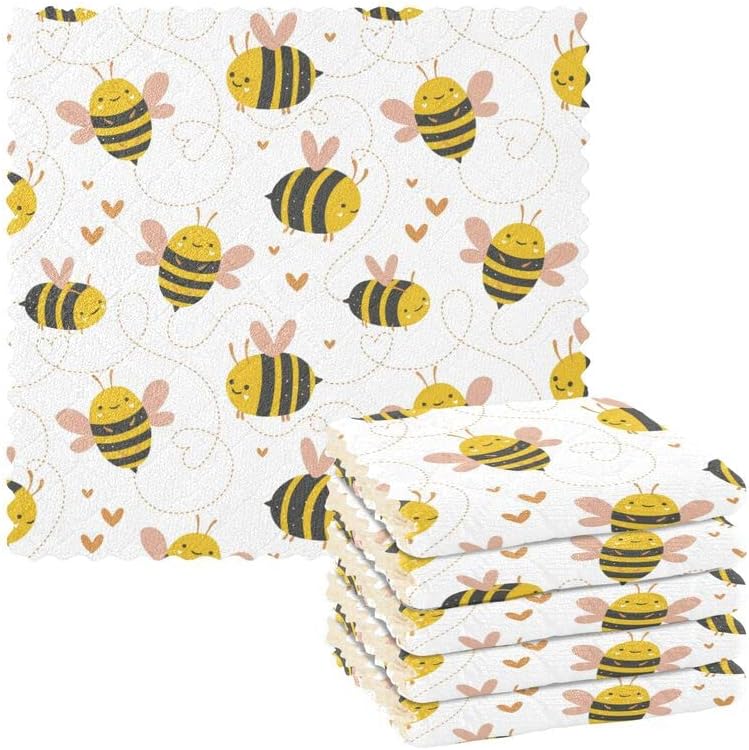 Amazon.com: Whaline Bee Swedish Kitchen Dishcloth 6 Pack Bumble Bee ...
