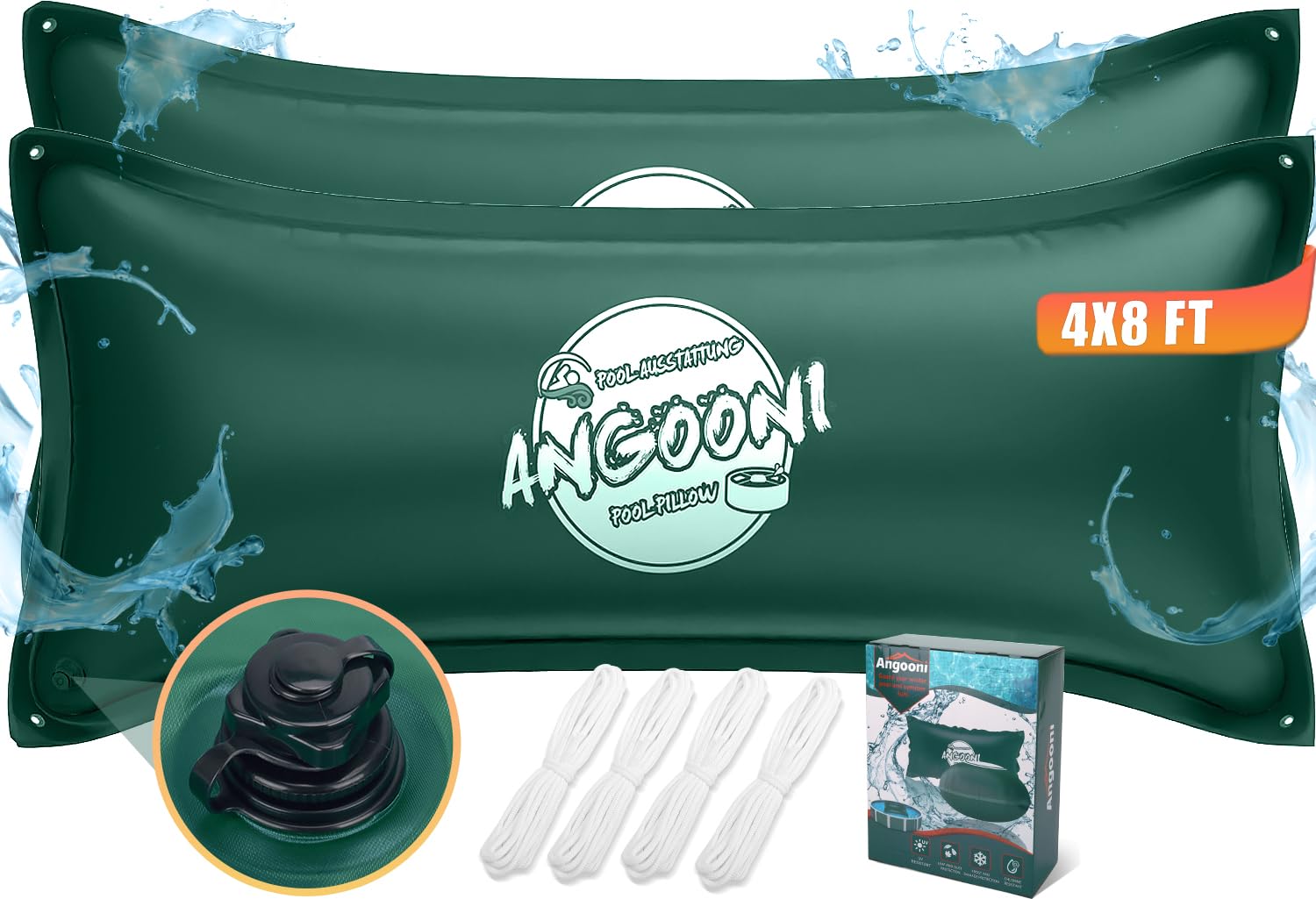 Amazon.com : Angooni 2 Pack 4x8FT Heavy-Duty Green Pool Pillow with ...