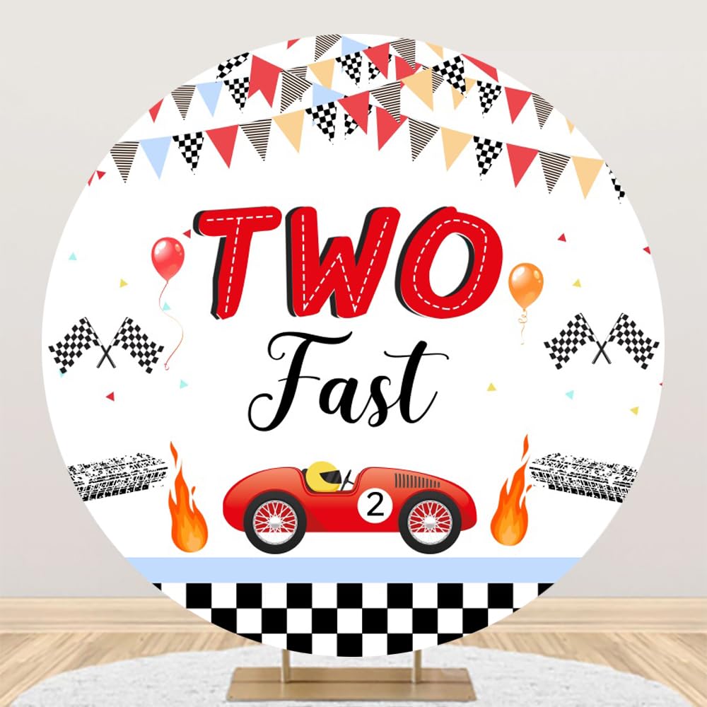 Amazon.com : Two Fast Round Backdrop Cover 2nd Birthday Decorations for ...