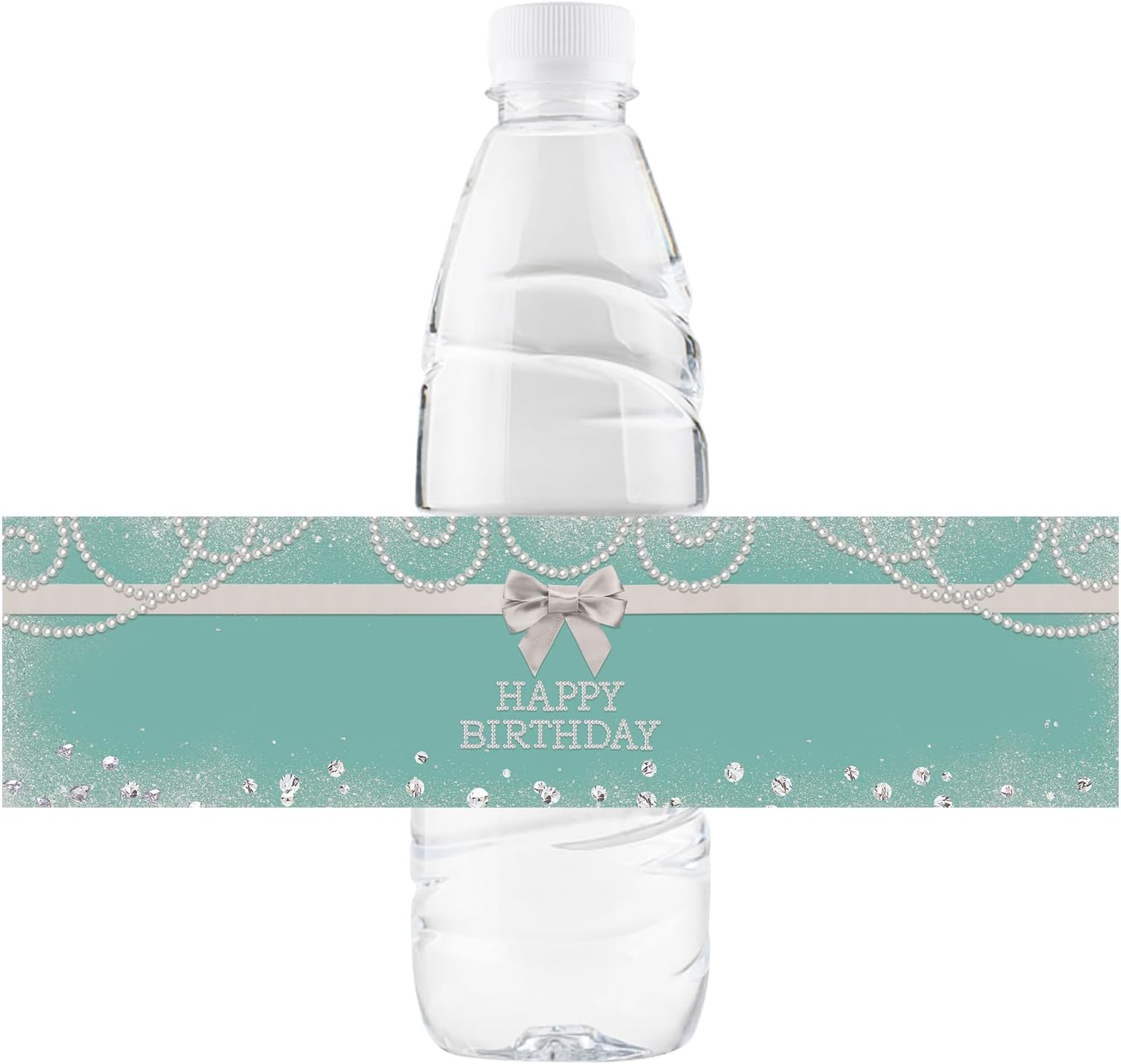 Amazon.com: 32 Pcs Teal Blue Happy Birthday Water Bottle Labels, Pearl ...